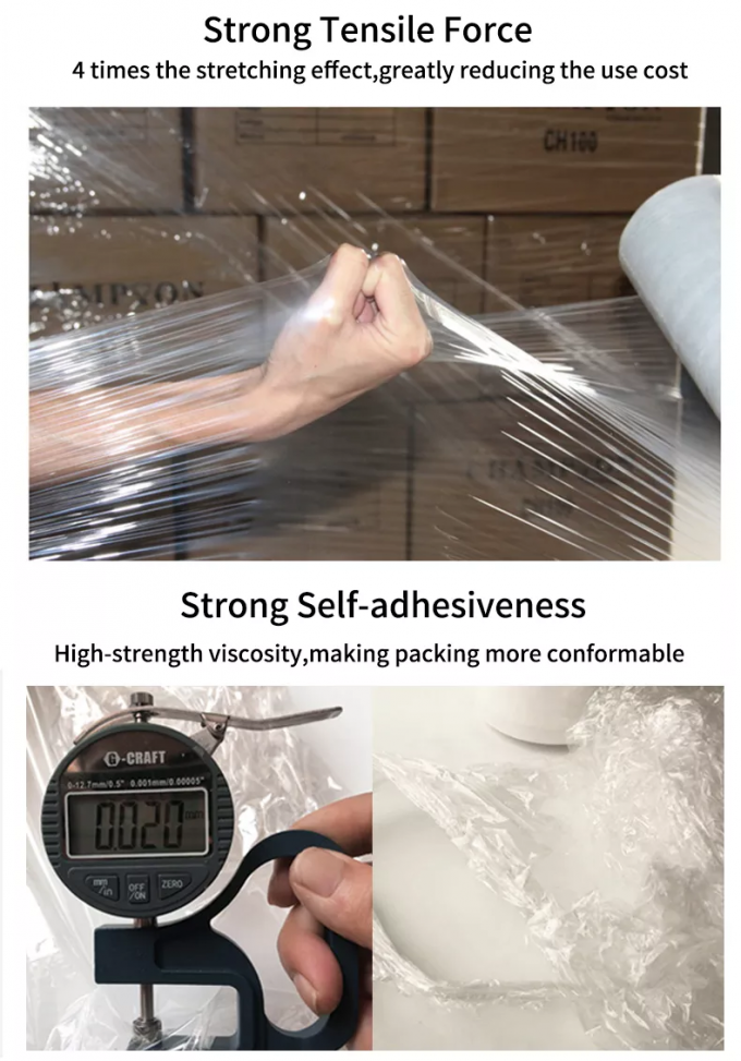 Colorful Plastic Wrap LLdpe Stretch Film Roll Jumbo Packaging 500mm